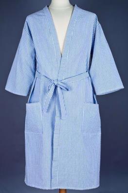 Wholesale Seersucker robe with belt & long sleeve in USA