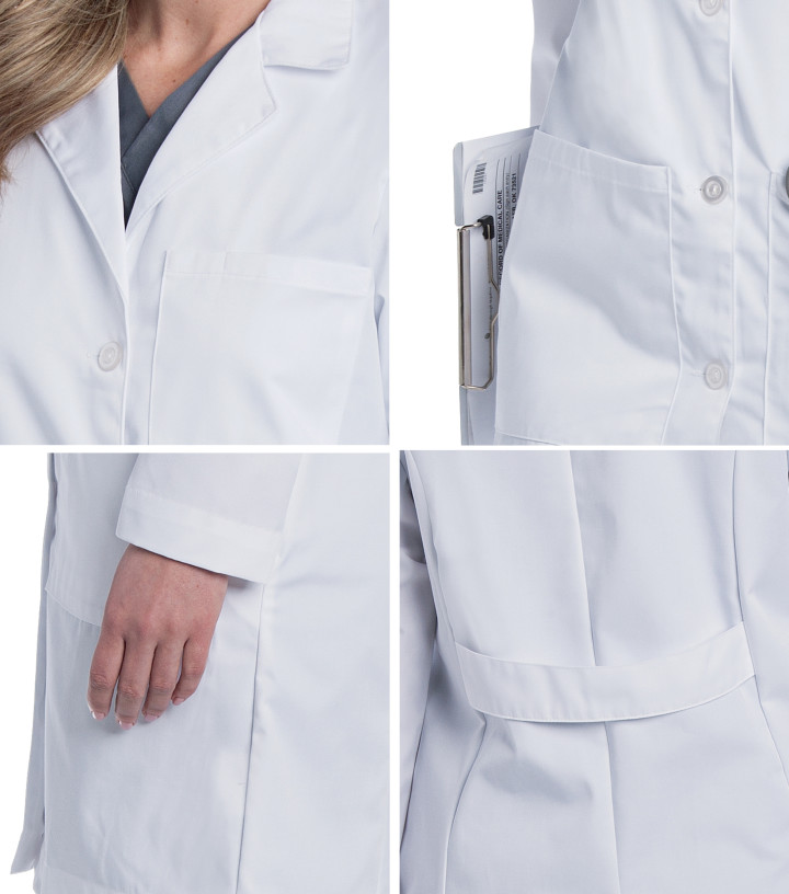 Landau Women's White Full Length Lab Coats with 5 Pockets