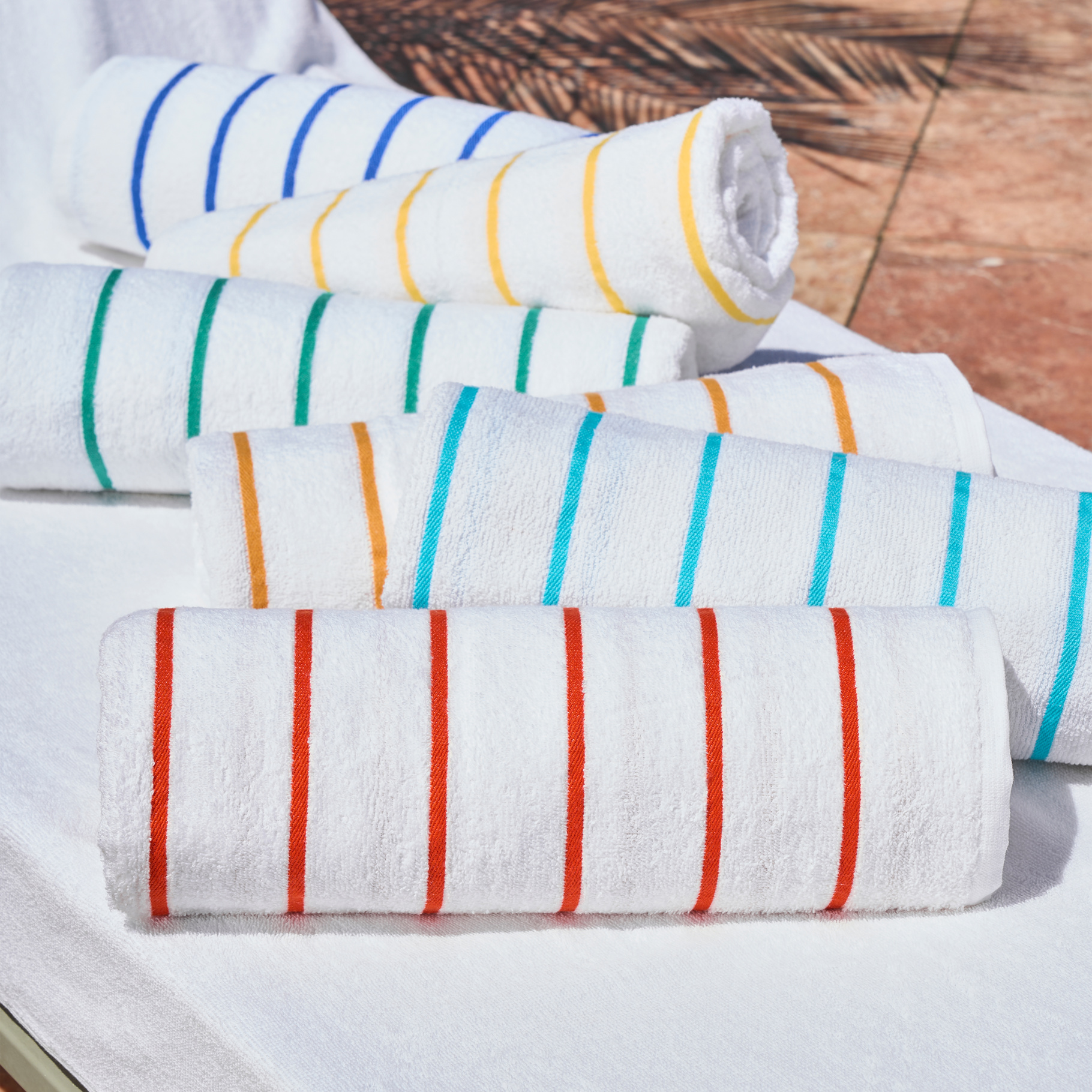 Ritz Horizontal Stripe Pool Towels | Poly-neon stripes towel